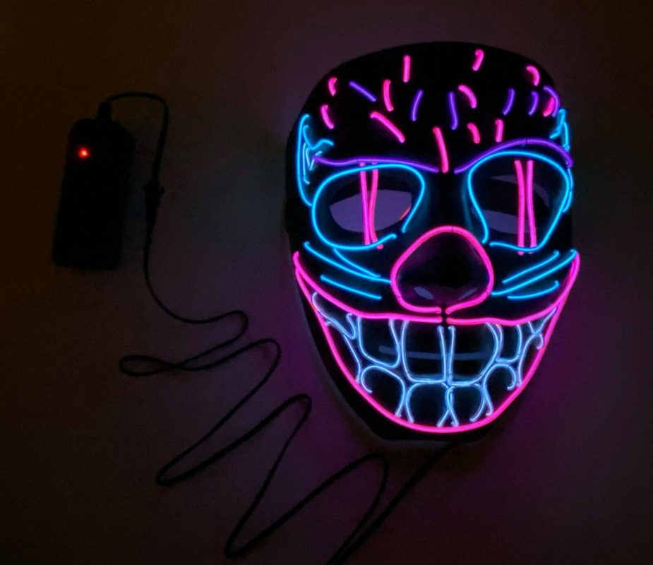 LED Glow Mask Purple Pink Blue PURGE CAT