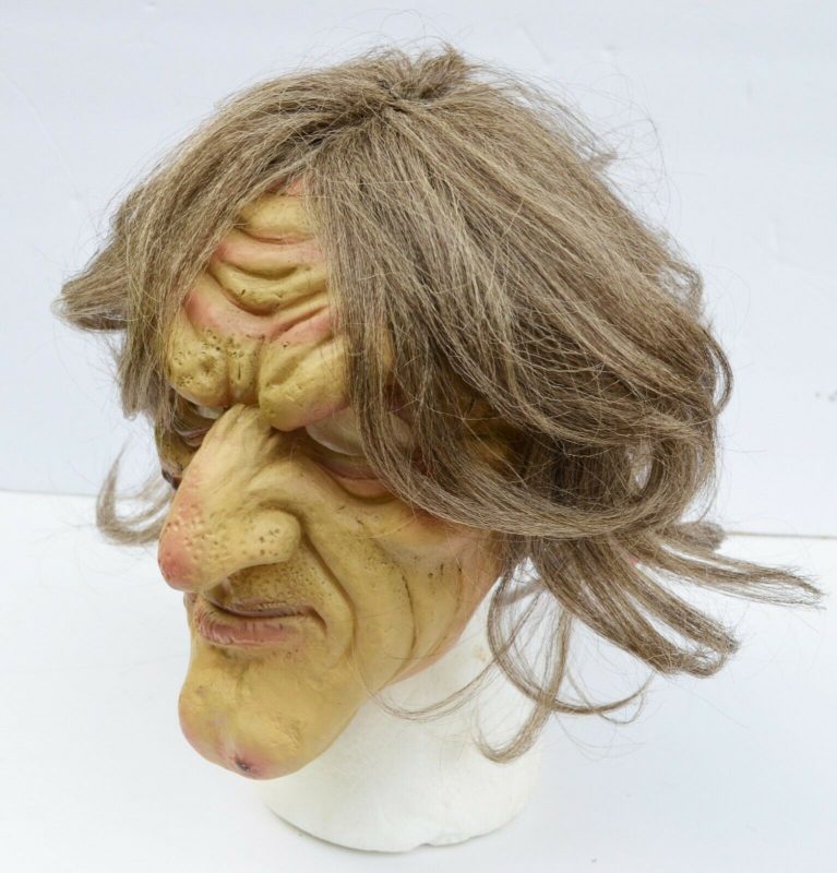 Realistic creepy Old Lady Mask with Hair
